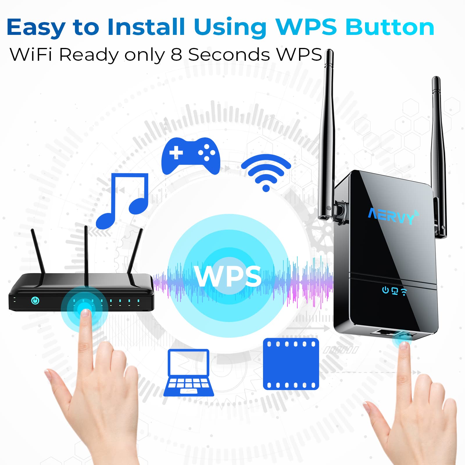 WiFi Range Extender Signal Booster for Home up to 9800sq.ft,3 Modes,1-Tap Setup,Wireless Internet Repeater and Signal Amplifier with WAN/LAN Port