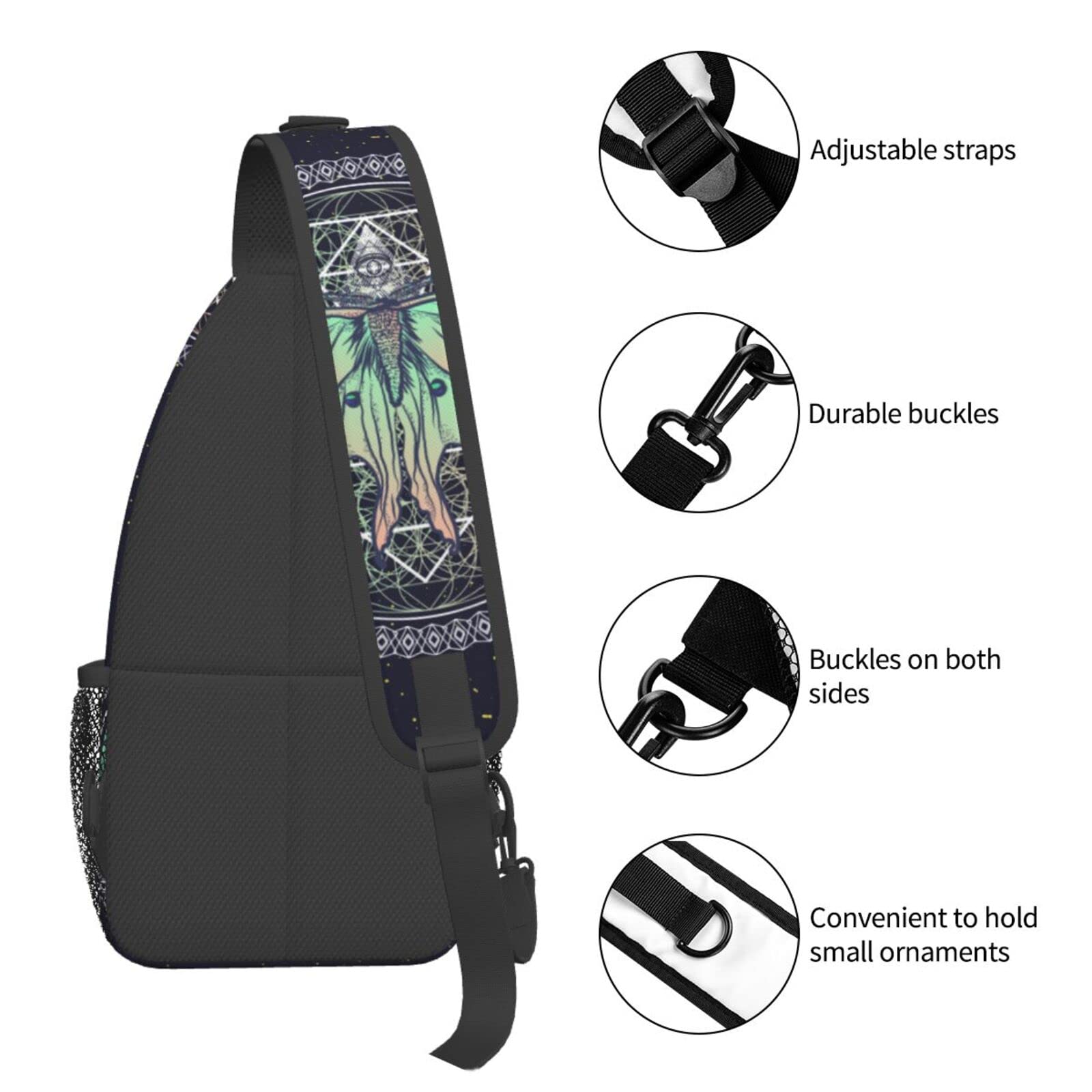 Moth Sling Bag Travel Sling Backpack Crossbody Bag Shoulder Pack Hiking chest Daypack for Women Men Waterproof Adjustable Lightweight Cycling Runners Climbing