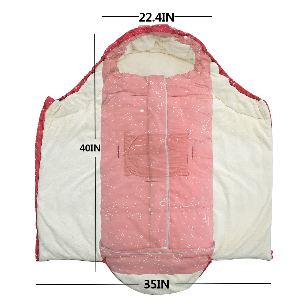 weallbuy Baby Bunting Bag for Strollers, Sleeping Bag with Pattern, 40 * 22.4 Inches Winter Footmuff for Toddler 0-36 Months (Constellation)