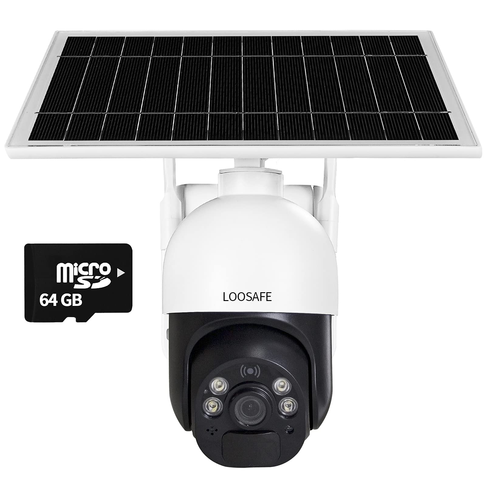 WiFi Wireless Outdoor Security Camera Solar Powered, 1080P Spotlight Color Night Vision, Motion Detection, Two-Way Audio, Cloud/Local Storage with 64GB TF Card, Support Google Home