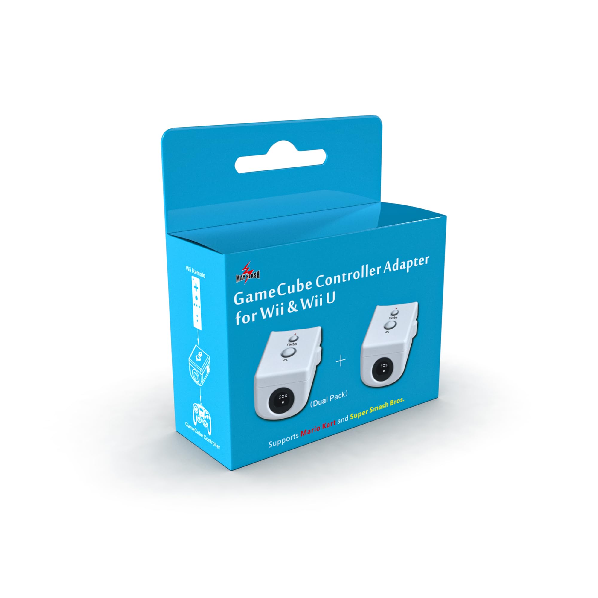 Mayflash GC Controller Adapter for Wii & Wii U (Dual Pack), White