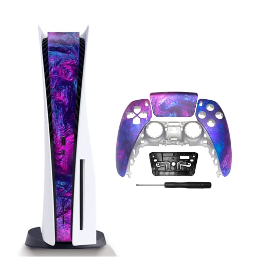 Touchpad Front Housing Shell Console Side Sticker for for PS5 Controller PS5 Console Disc Version DIY Shell Custom Touch Pad Cover Faceplate BDM-010/020 (Housing Shell +Side Sticker)