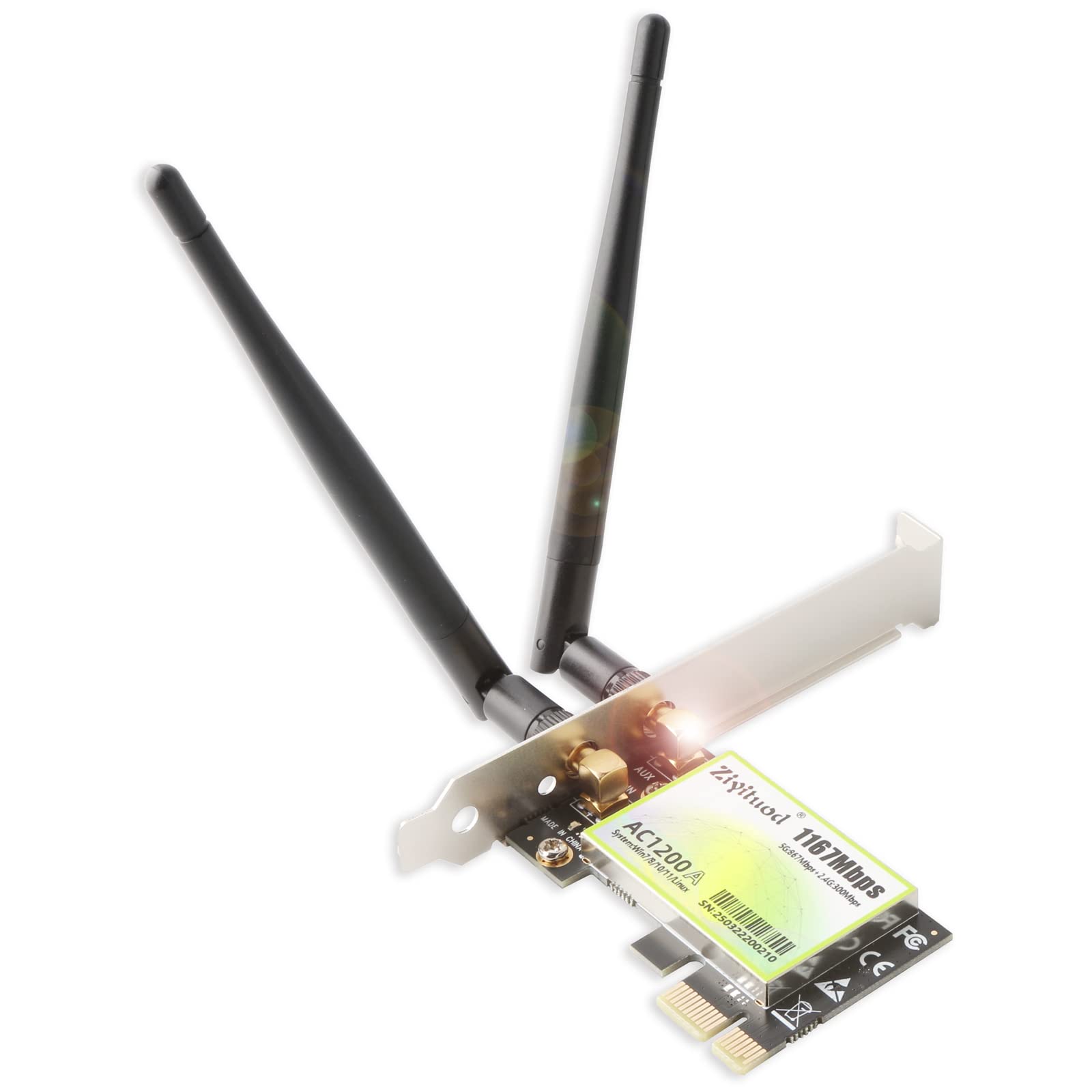 WiFi Card, Ziyituod AC1200A Dual Band Wireless Network Adapter (5G 867Mbps+2.4G 300Mbps), PCIe WiFi Card with MU-MIMO, OFDMA, Ultra-Low Latency, Heat Sink Technology, Supports Windows 11/10/8/7/Linux
