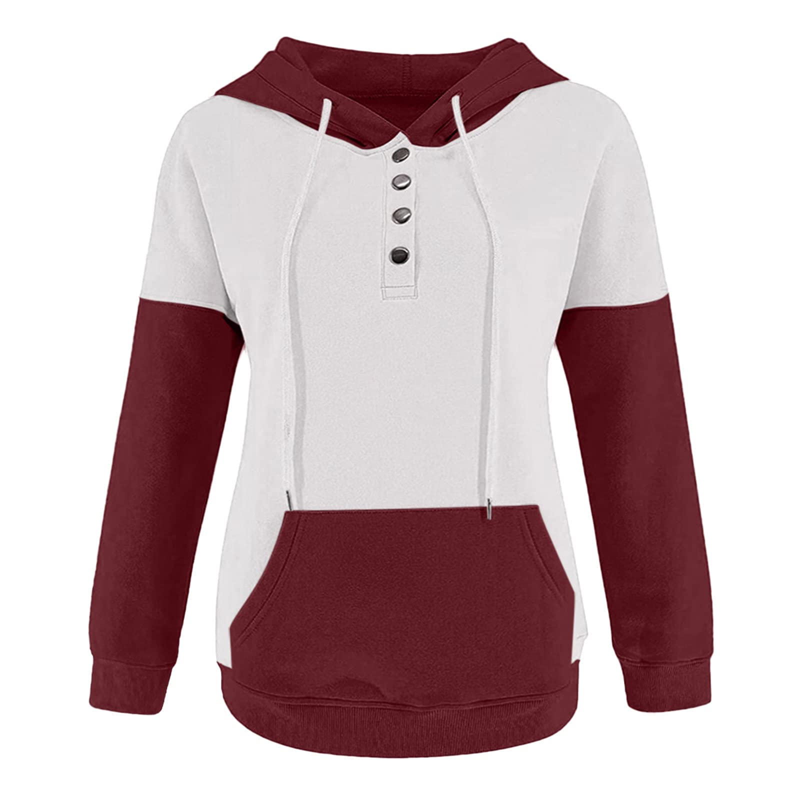 Women Tops Casual Solid Color Basic Hoodies Running Pullovers Tops Classic All-match Hoodies Jacket With Hood and Zip Red