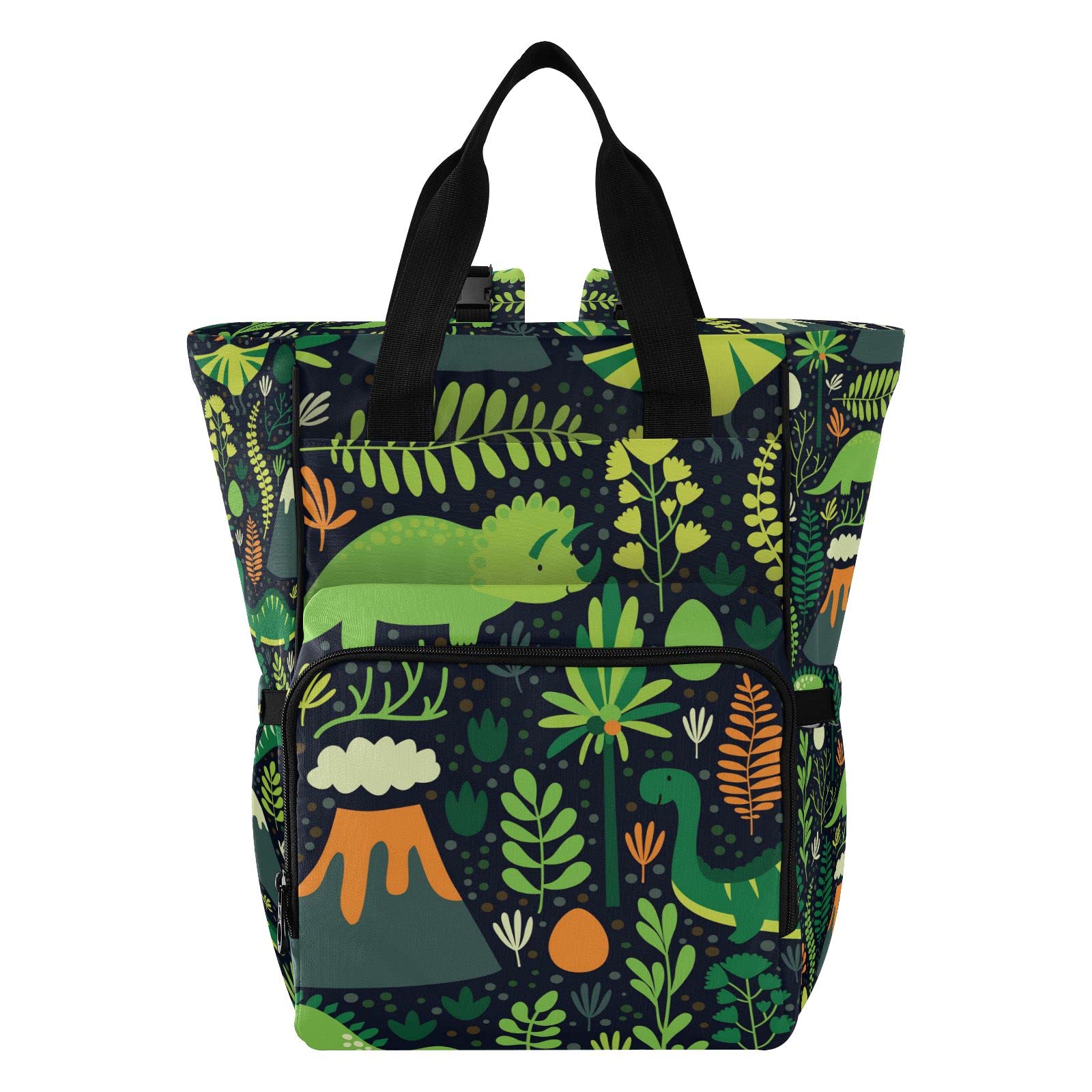 Vnurnrn Cute Hand Drawn Dinosaurs Diaper Bag Backpack Large Capacity Baby Bag Durable Diaper Bag Organizer with Insulated & Pockets Stroller Straps for Shopping Woman Hospital