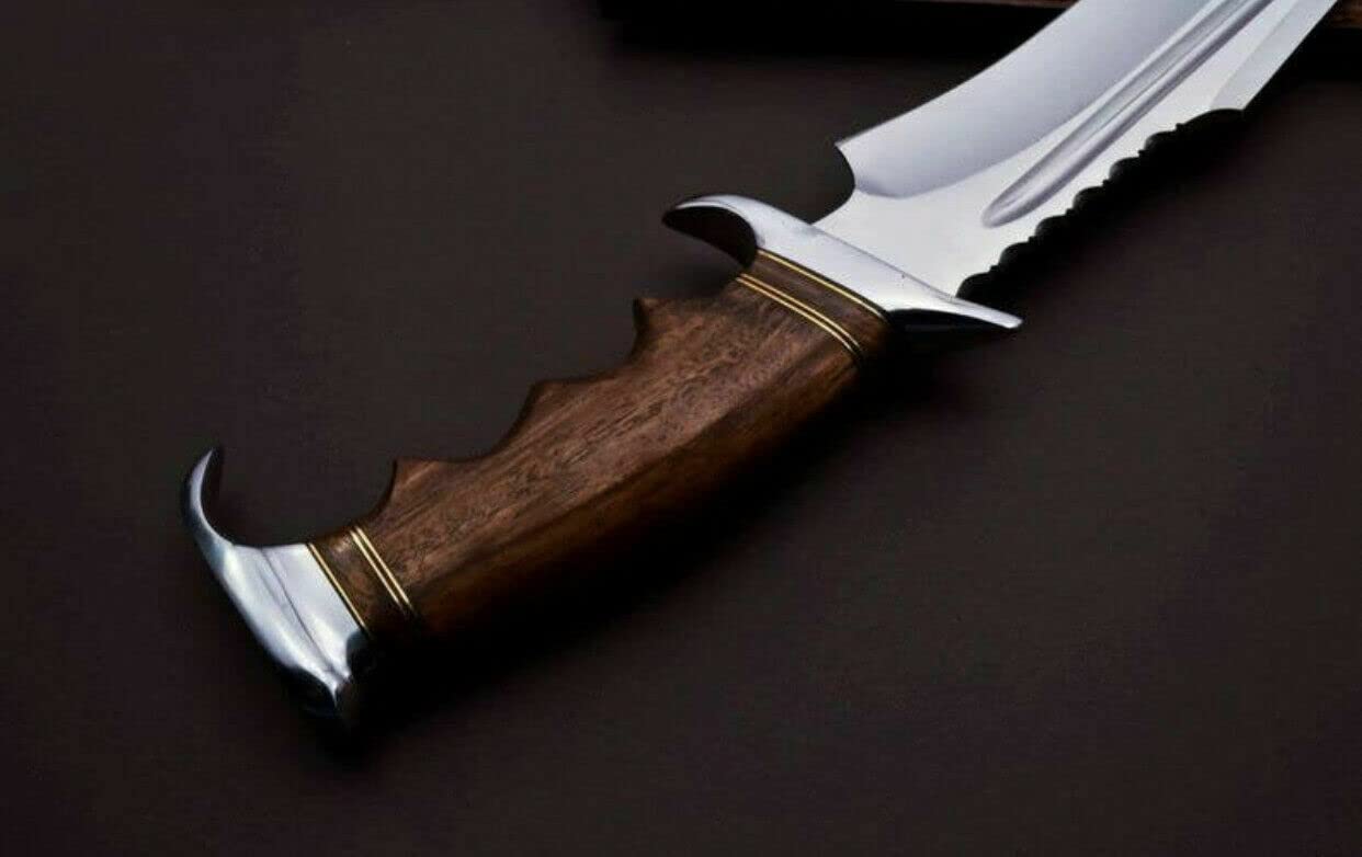 PSK115 - Custom Handmade Steel Hunting Bowie Knife - Rose Wood Handle Hunting Lover Gift