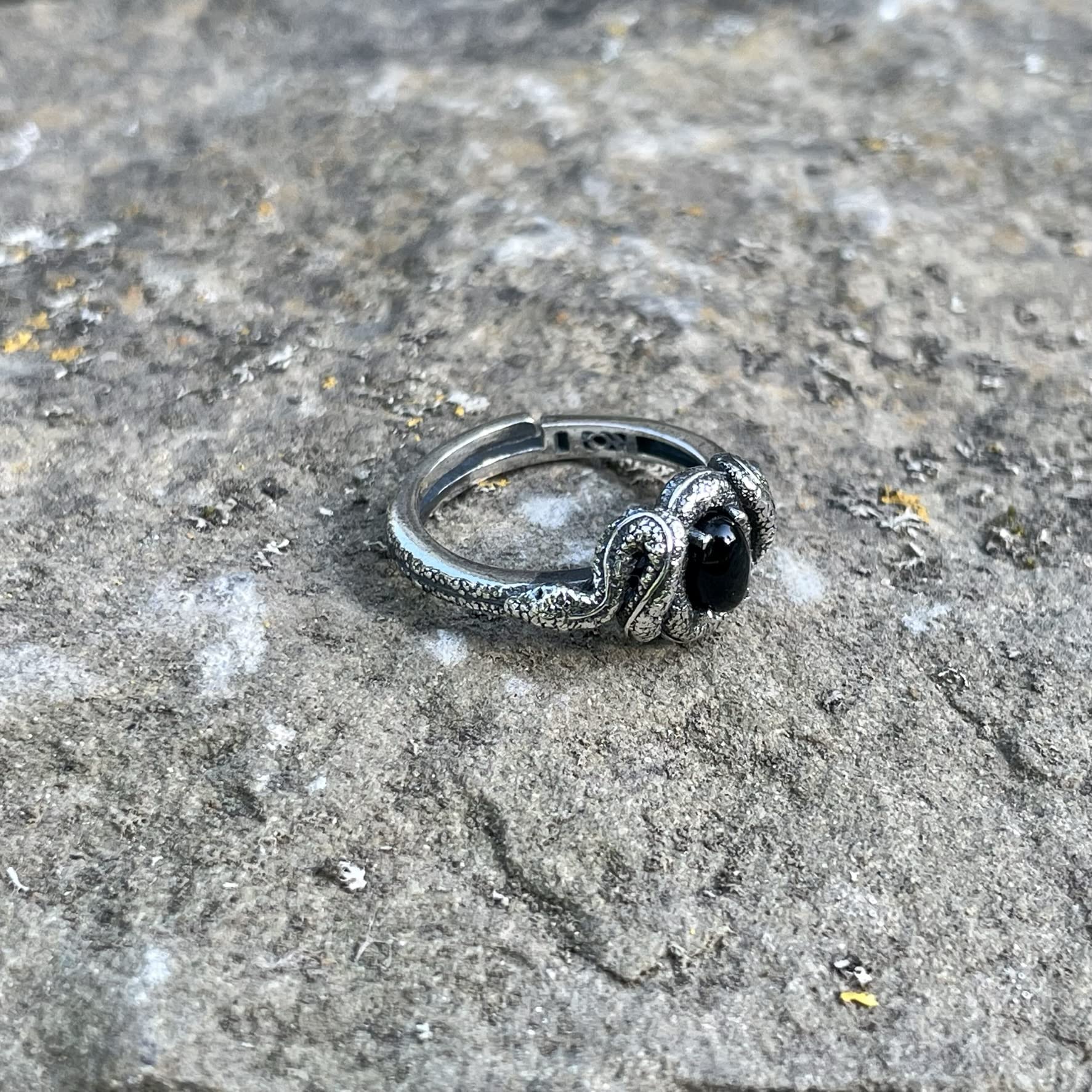 R&O Silver Boutique 925k Unique Snake Design Sterling Silver Women's Ring 3W (Black, 6)