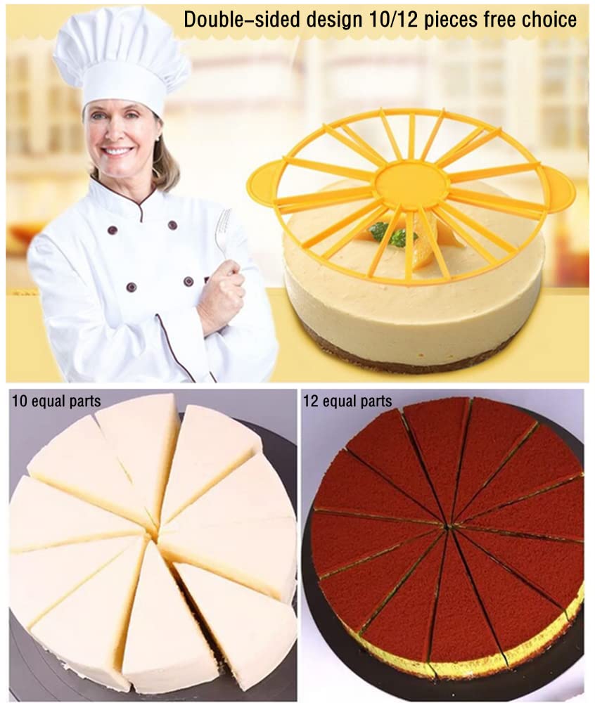 Round Cake Slice & Pie Slicer Marker, Cake Divider, Cheesecake Cutter, 10 or 12 Slices Double Sided Cake Portion Marker, Works for Cakes 10 Inches Diameter