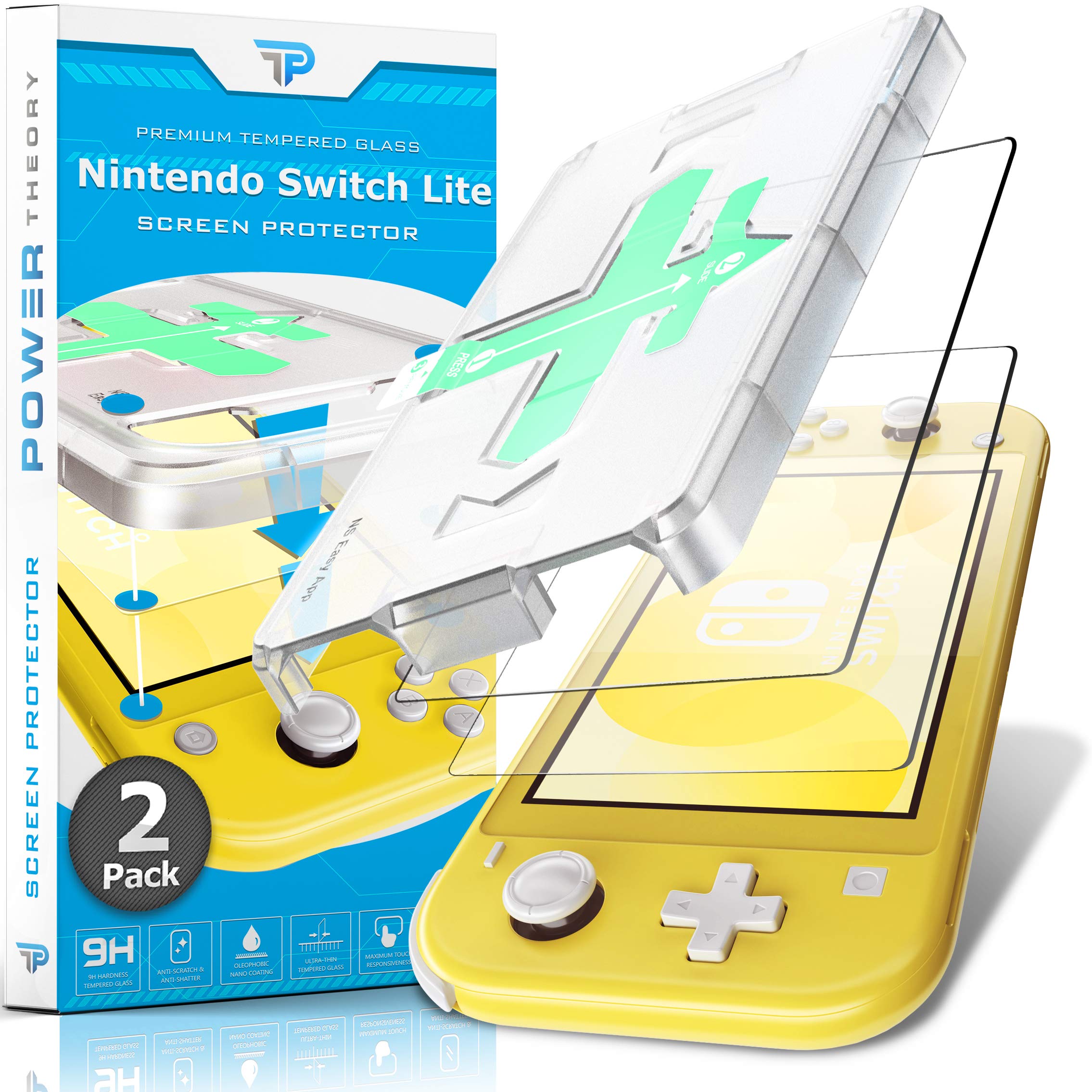 Power Theory Screen Protector for Nintendo Switch LITE [2-Pack] with Easy Install Kit [Premium Tempered Glass for Switch LITE Console]