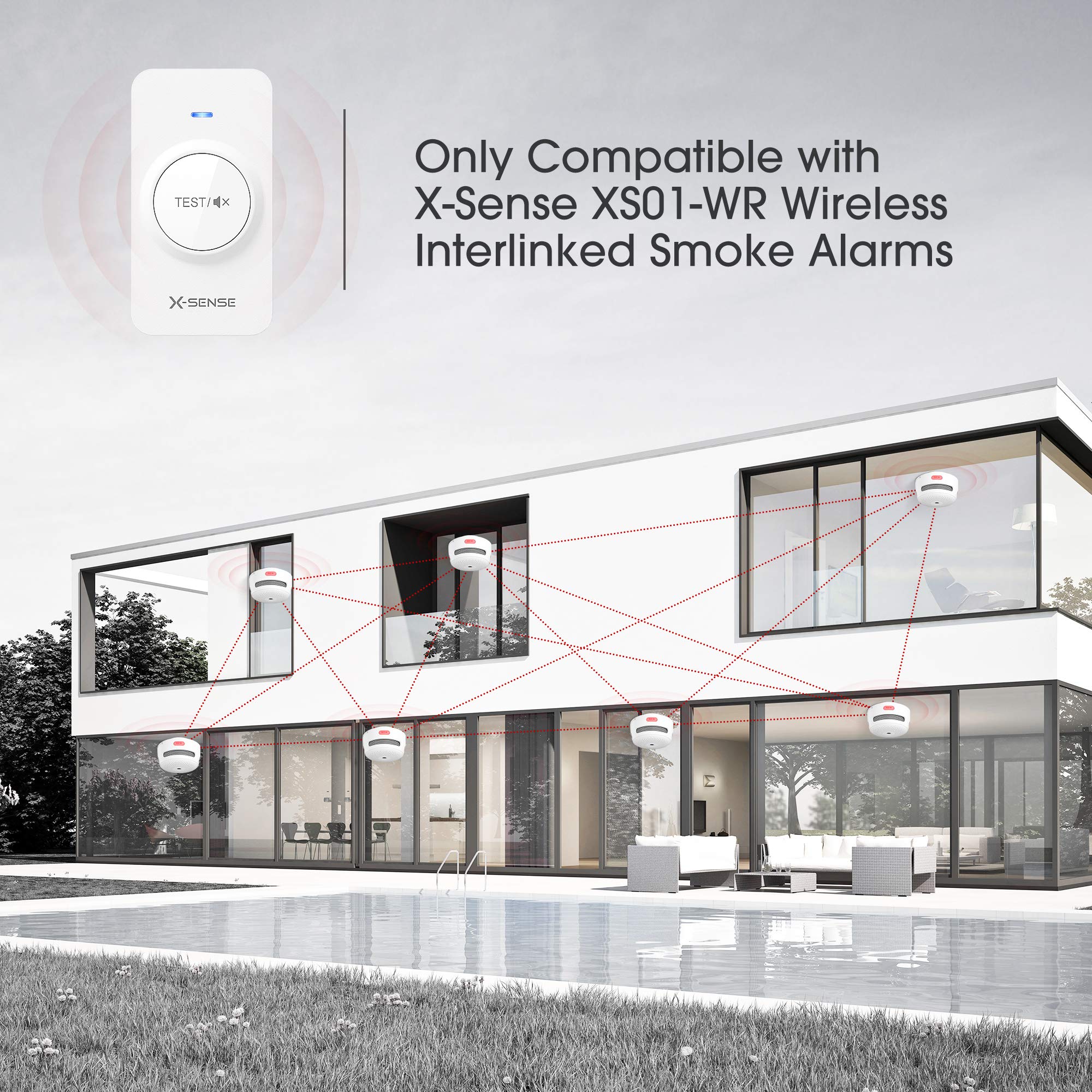 X-Sense Wireless Interconnected Smoke Detector Fire Alarm SD19-W (6-Pack) and X-Sense Remote Control