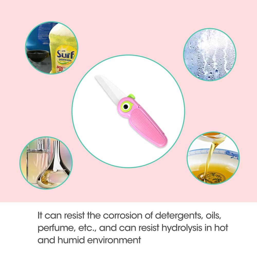 X.SSTTXN Ceramic Fruit knife, Portable Ceramic Paring Knife - Small Folding Knife, Ceramic Peeler 2 in 1, Cute Portable Fruit Knife for Travel, Home, Office (Pink)