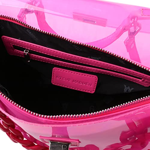 Steve Madden Womens Steve Madden RIGA Clear Satchel, Pink, One Size US