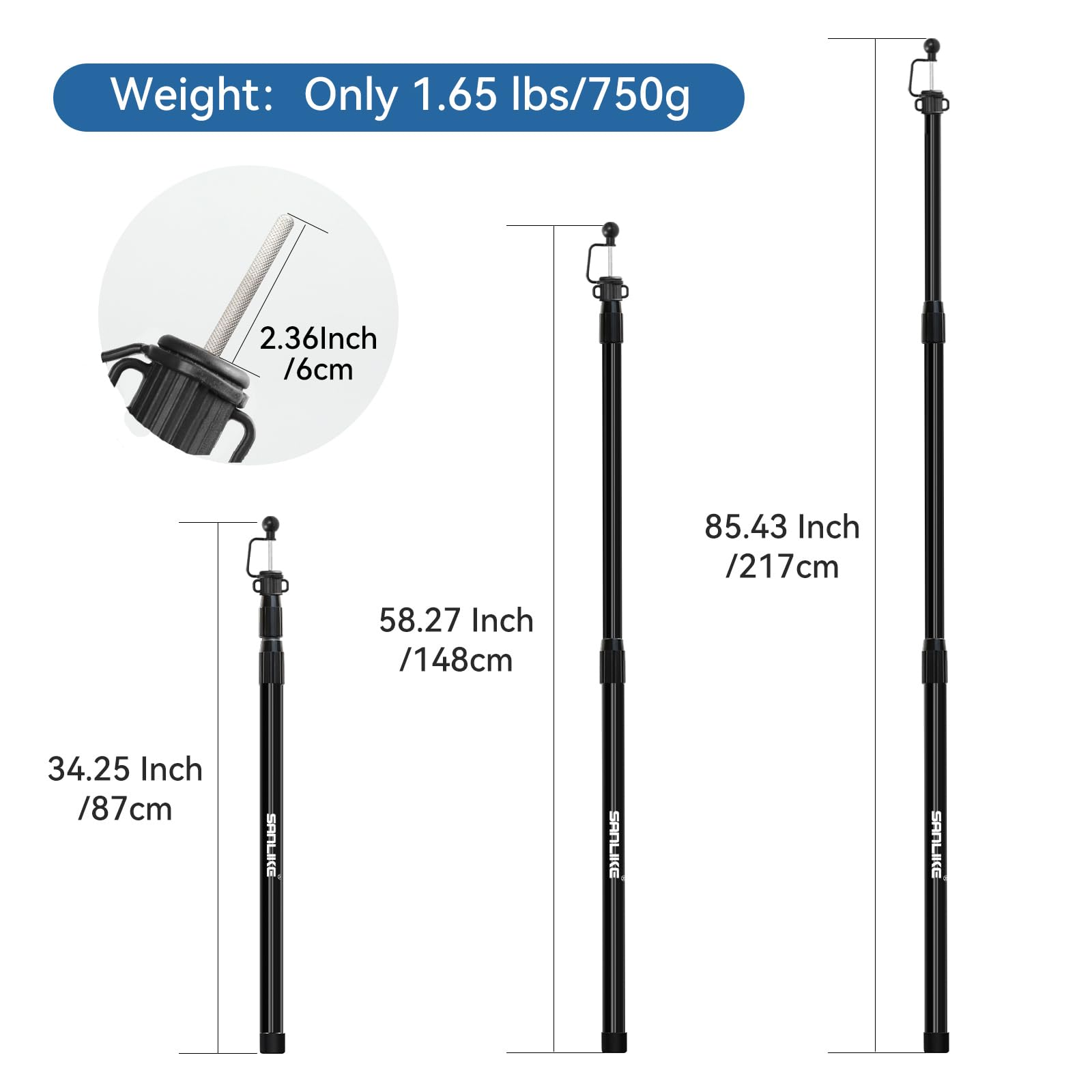 SAN LIKE Tarp Pole Camping Tent Poles Aluminum Telescopic Poles for Canopy Awning Shelter Backpacking Hiking 4 Section Easy Assembly Lightweight Adjustable from 50 in to 113.39 in (2 set)