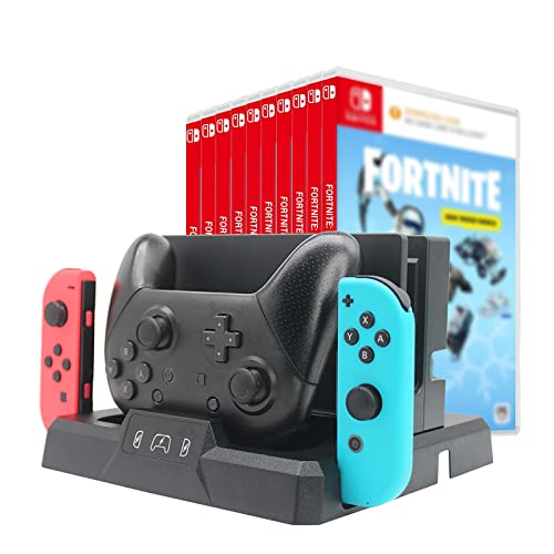 Soapow Multifunctional Charging Station with Game Boxes Storage Compatible with Nintendo Switch Controller Joypad