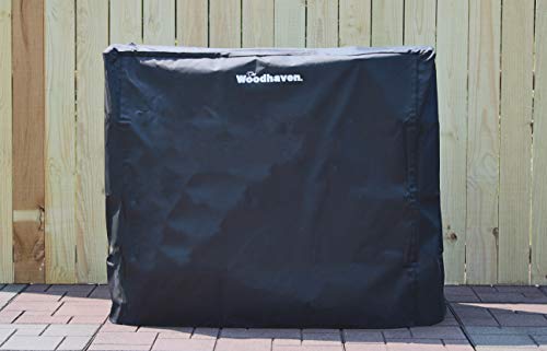 Woodhaven 4 Foot Waterproof Full Cover - Covers 1/4 Cord Woodhaven Outdoor Firewood Rack - Reinforced Vinyl With Velcro Straps - Keeps Logs Dry (Black)