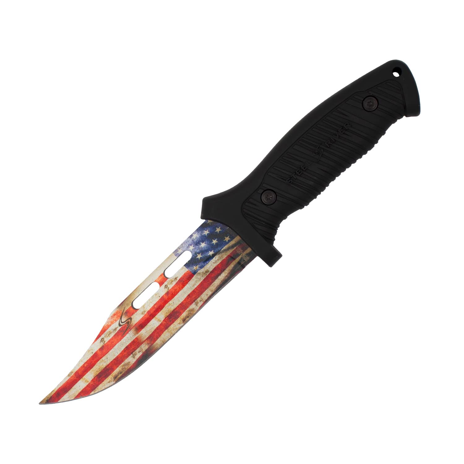 Steel River SR109 Colossal Fixed Blade Knife with Sheath | Utility Knife for Camping, Hunting, & Fishing | Survival Knife with Rubberized Handle & Leather Sheath (Patriot)