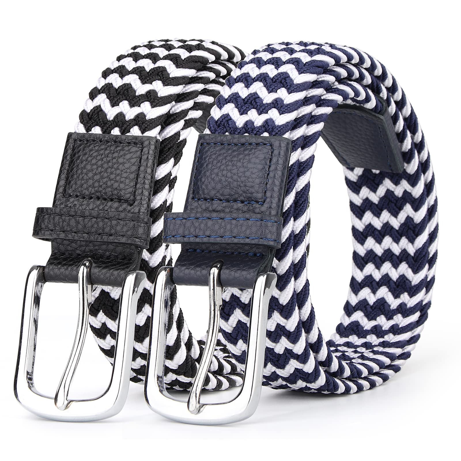 Radmire 2 Pack Braided Elastic Belts for Men, Womens Stretch Golf Woven Belts for Jeans Pants