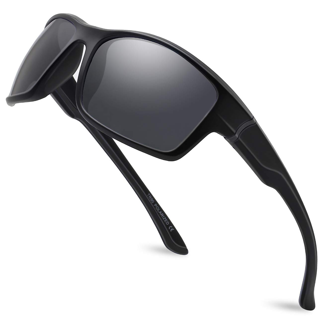 MAXJULI Polarized Sports Sunglasses for Men Women for Running Fishing Driving MJ8014 Black Frame with Grey Len
