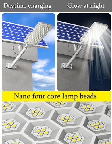 ZXXHNNAIH Solar Street Light IP65 Waterproof Solar Street Lights with Adjustable Solar Panels Can be remotely Controlled,for Basketball Court Parking Lot