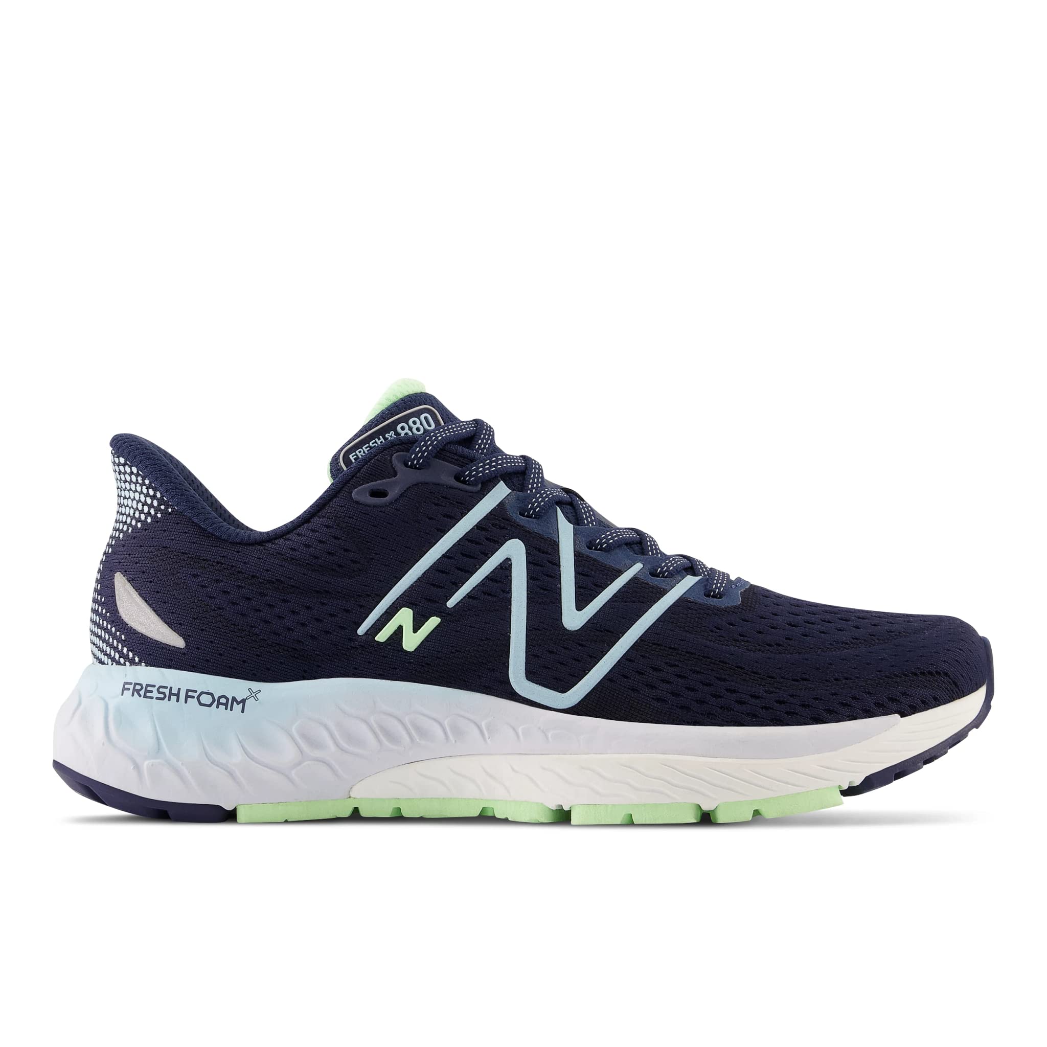 New Balance Women's W880N13 Running Shoe, Nb Navy/Bleach Blue/Green Aura, 10