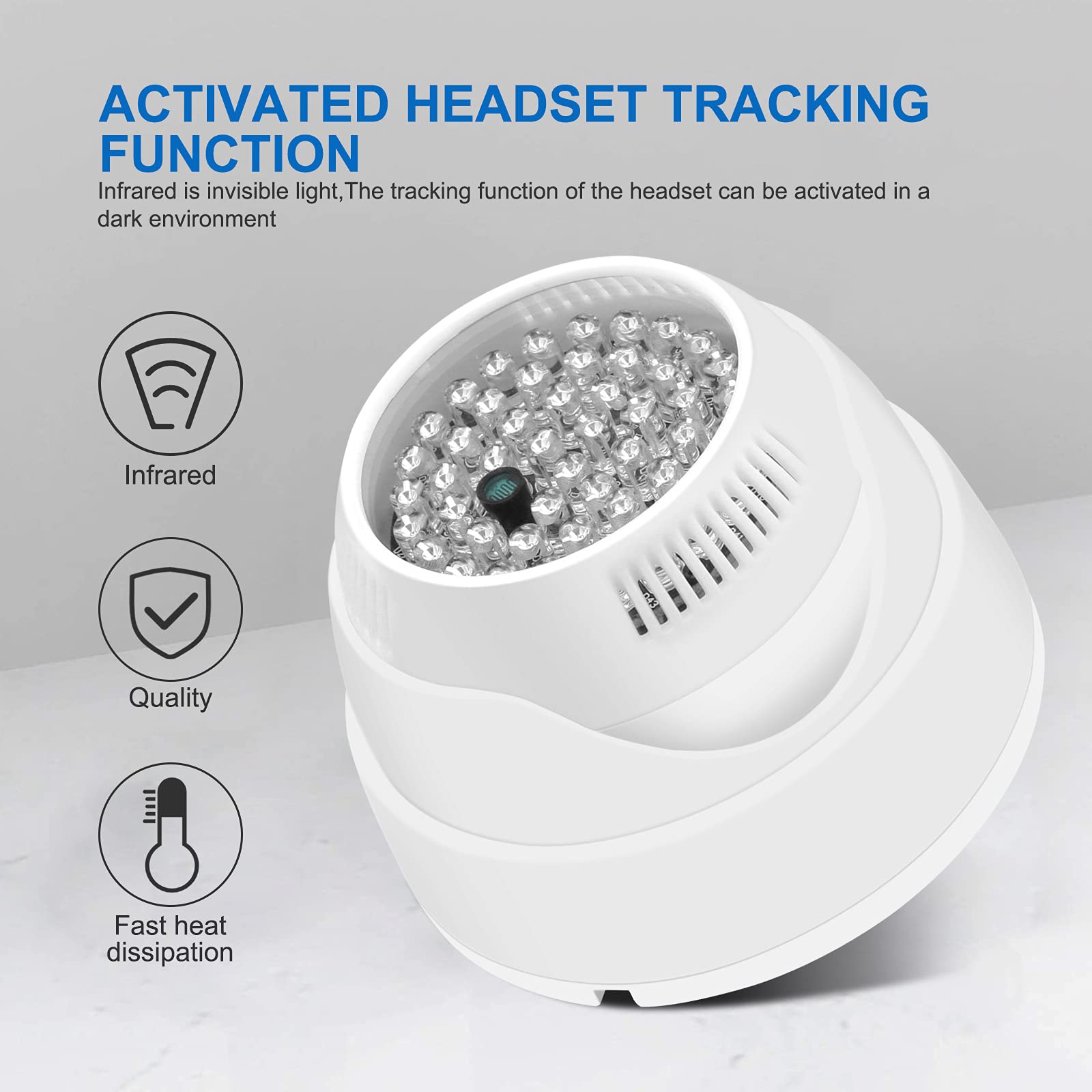 MASiKEN IR Illuminator Infrared Light for Meta Quest, Oculus Quest 2 IR Light Enhance Sensor Tracking Hand and Controllers Sensitivity in Dark, Anti No-Light Disturbance Increase Vision (White)