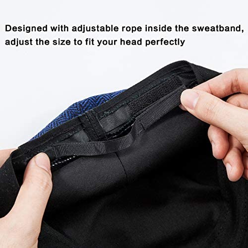 LADYBRO 2 Pack Black+Grey Tweed Newsboy Cap Retro Wool Hat for Men Flat Cap Ivy Hat Cap Golf Hat Size: 7 1/4, fits hc 21 5/8" - 22 3/4"