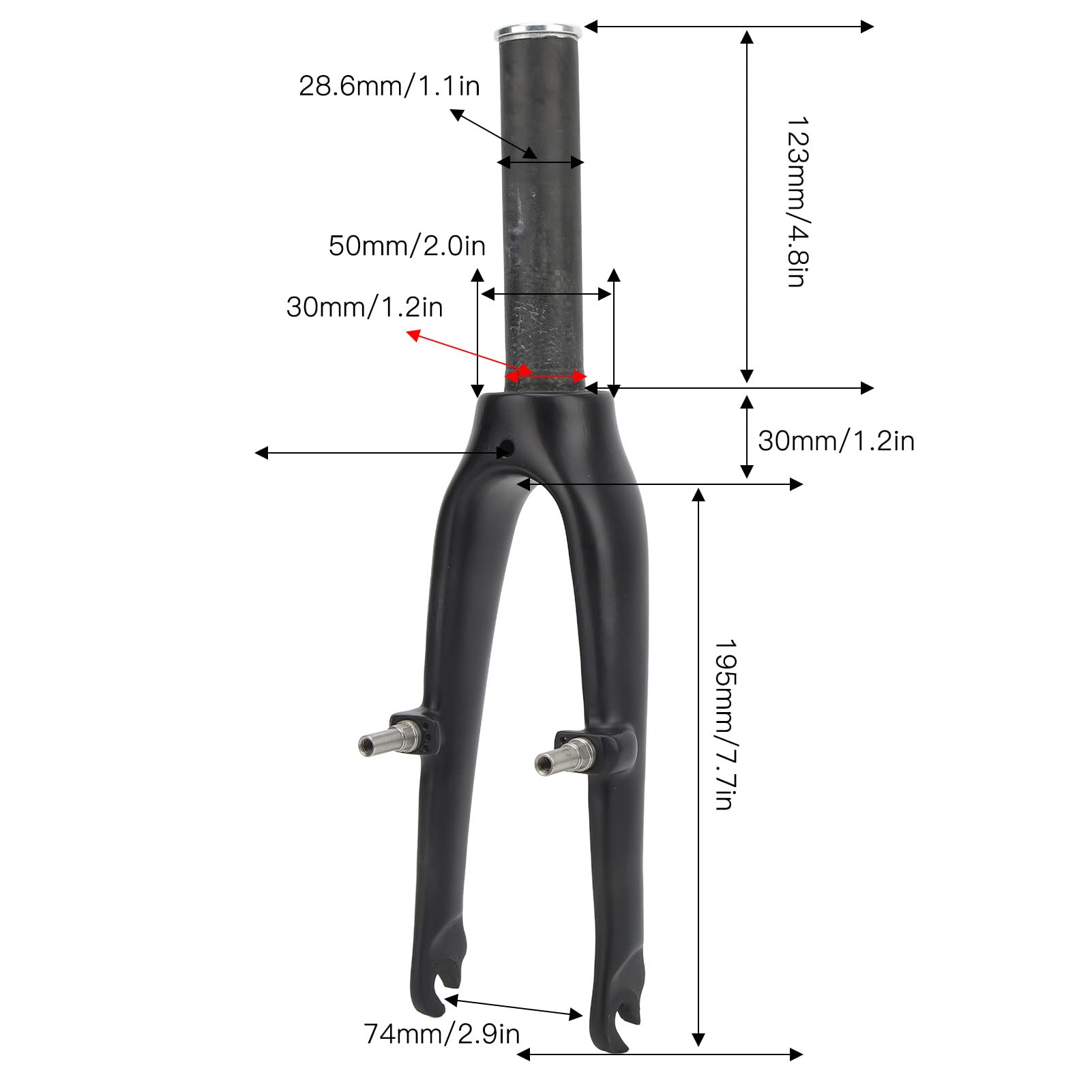 Raguso Carbon Fiber Bike Fork, High Toughness Road Bike Fork Stable Light Weight for 28.6mm Folding Bikes
