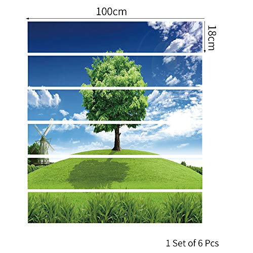 Master_GGG Stickers 3D Innovative DIY Green Tree Decorative Adhesive Stair Stickers - Waterproof Stair Riser Decals - Peel and Stick Stair Stickers Decoration 6pcs/set 18cm X 100cm