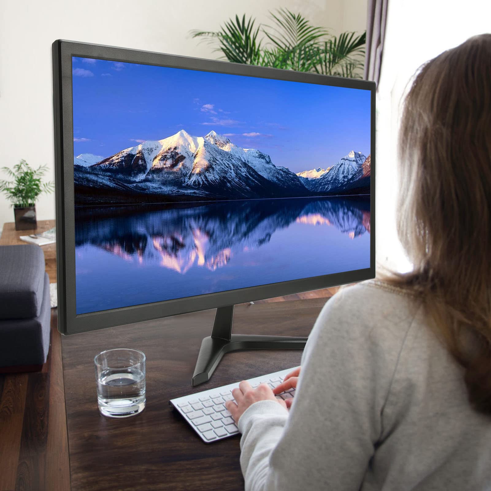 Tuore 23.8 Inch HD Desktop Monitor VGA Input 16:9 1920x1080 Computer Monitor 5ms Response for Home (US Plug)