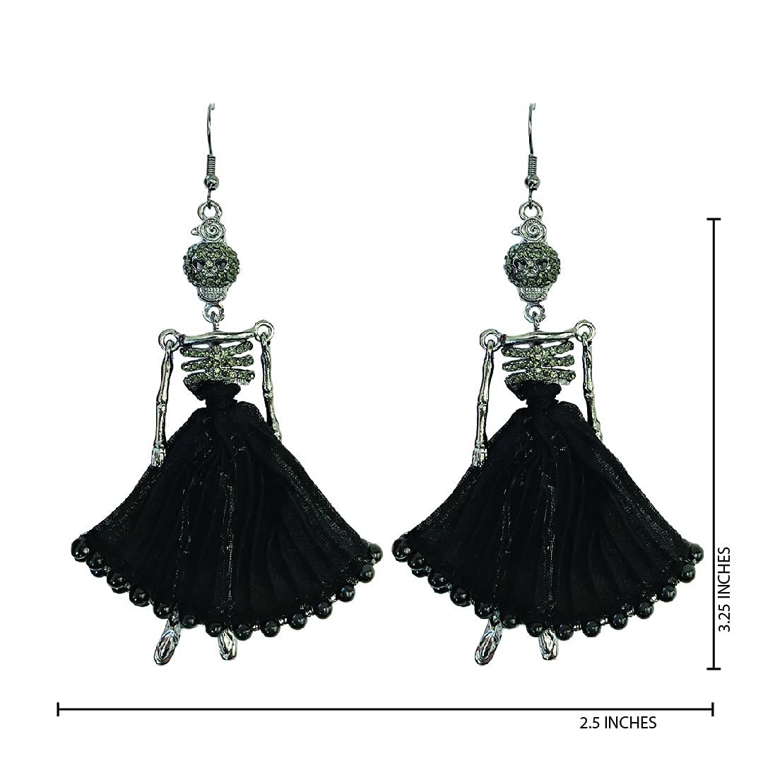 LUX ACCESSORIES Halloween Day of the Dead dancing Skeleton Dangling Earrings