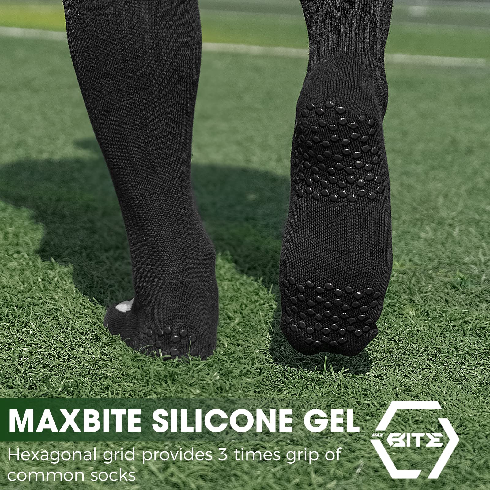 Rahhint Soccer Socks (1/2/4 Pack) Anti Slip Grip Socks Multi-Sport Compression Knee High Crew Socks for Adult&Children