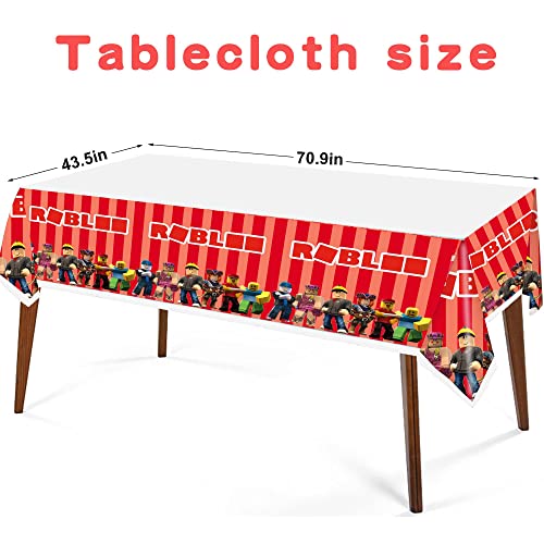 nyterley 4pcs Roo-blox Tablecloth Game Theme Birthday Party Supplies Decorations Table Cover for Kids