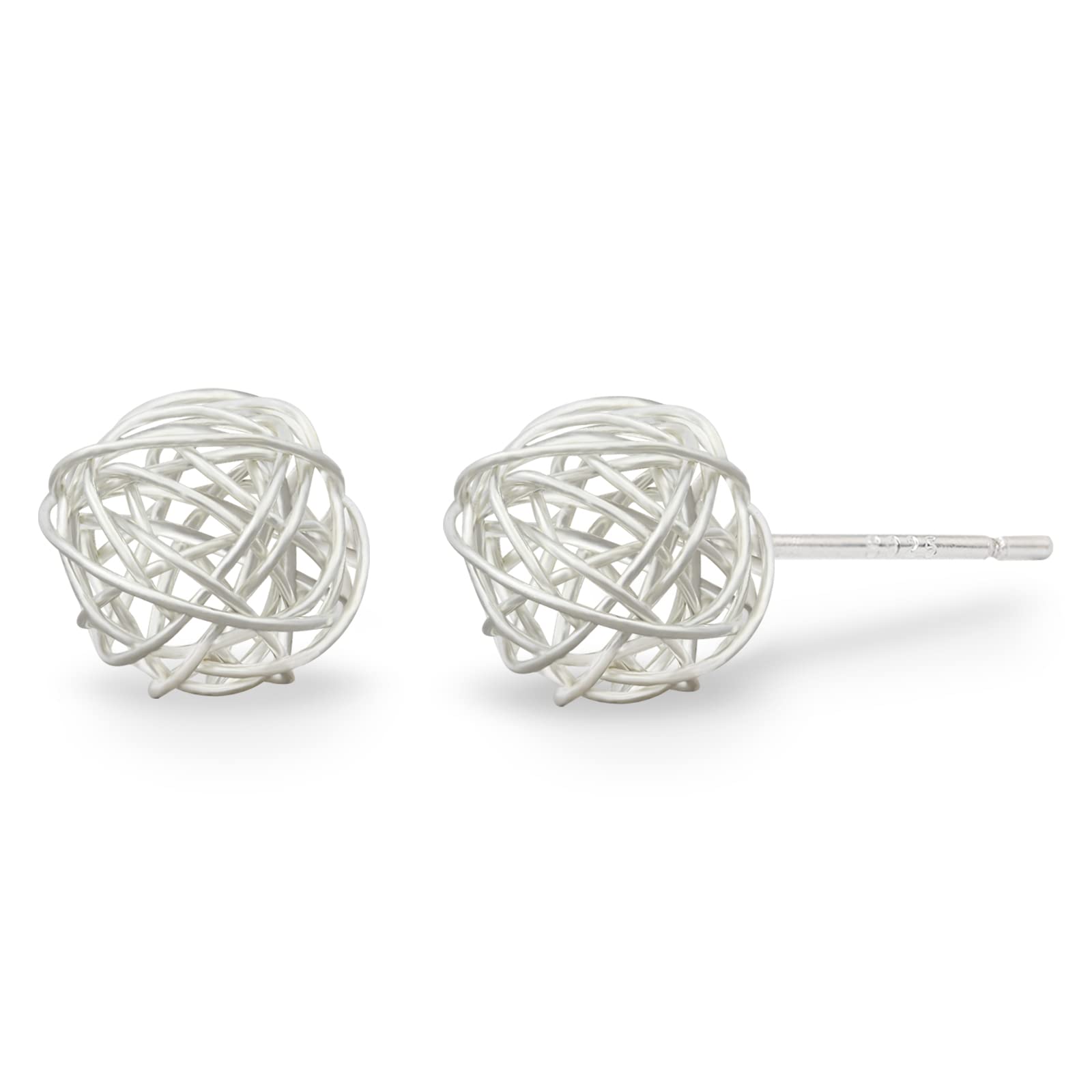 Silver Ball Earrings, Sterling Silver Stud Earrings for Women, Hypoallergenic Handmade Earrings Gift for Birthday Anniversary-9mm