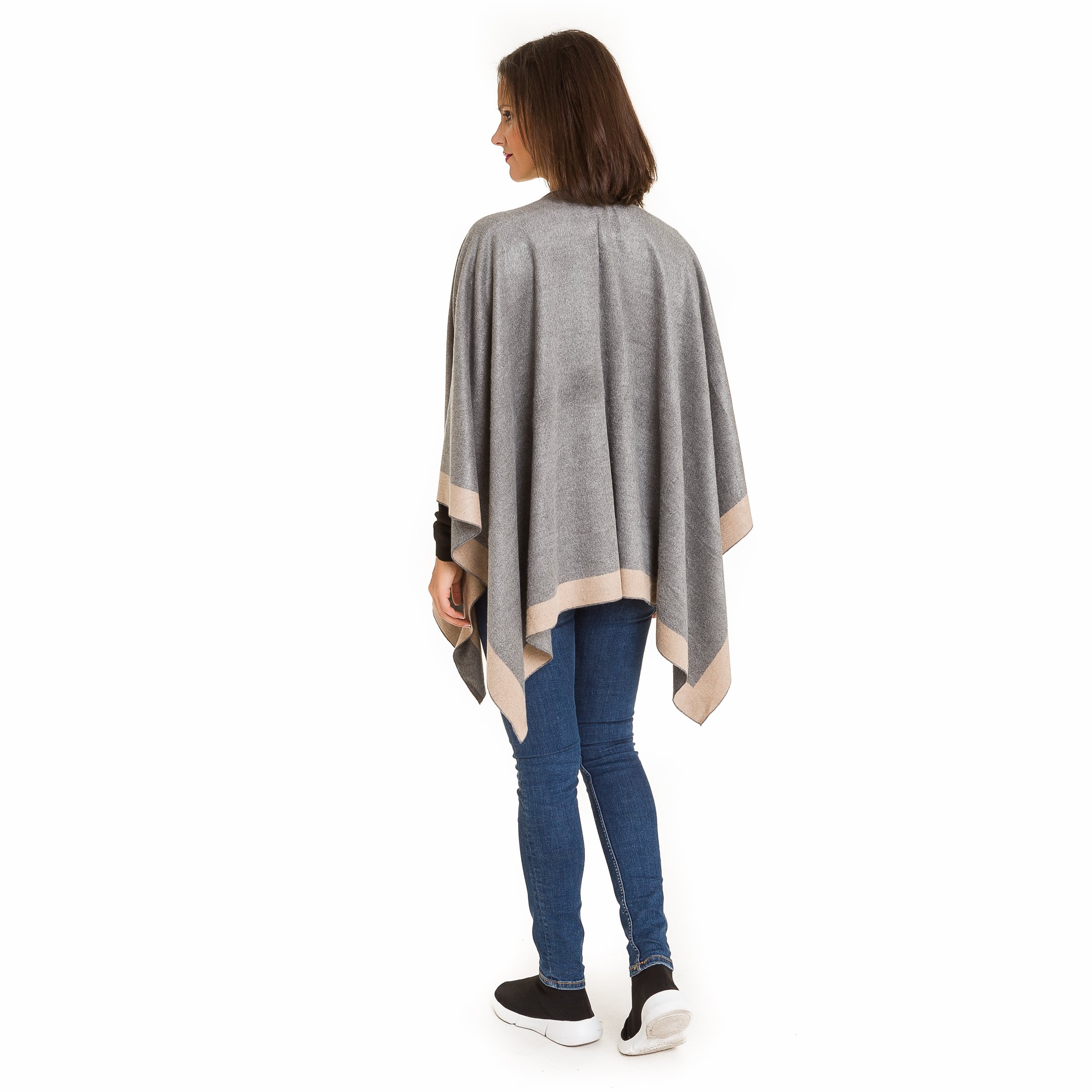 MELIFLUOS DESIGNED IN SPAIN Women's Shawl Wrap Poncho for Cape Ruana for Travel Plane Blanket, Reversible Open Front Design (PC01-4L)