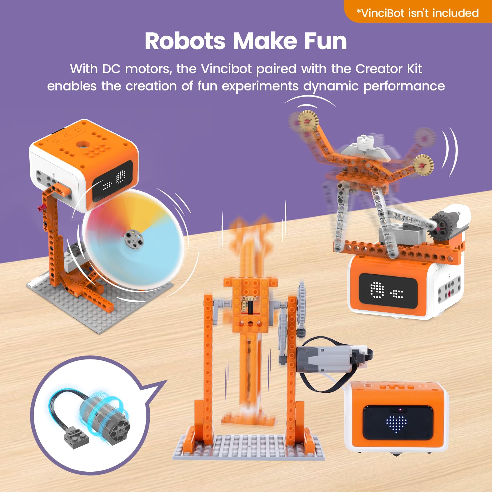 Matatalab Creator Kit for VinciBot Coding Robot, 434+ Building Blocks & DC Motor Included, STEM Educational Kit with 20 Building Cases, DIY Building Science Experiment Kit for Kids Ages 8-12
