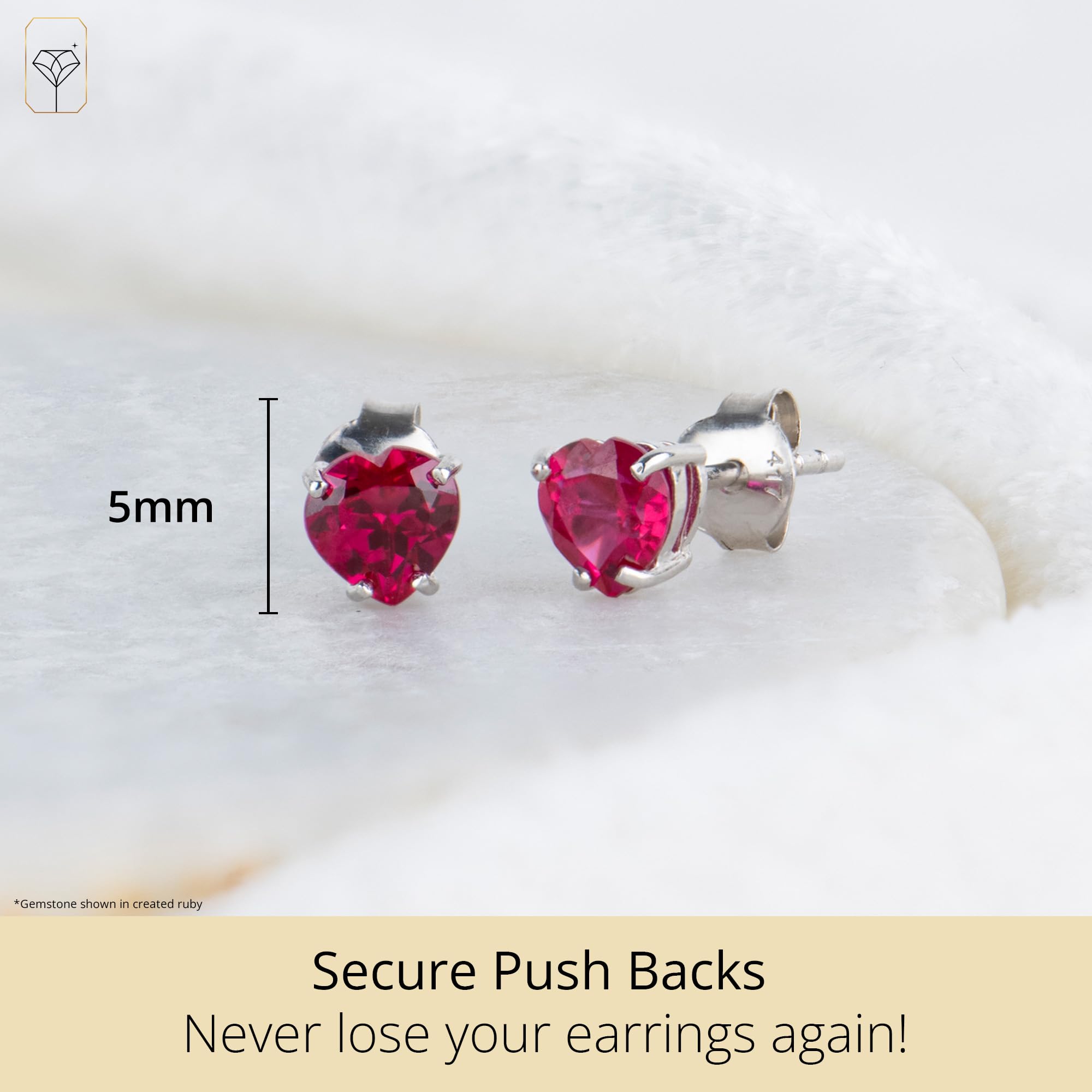 MAX + STONE 10k White Gold Heart Stud Earrings for Women with Peridot August Birthstone