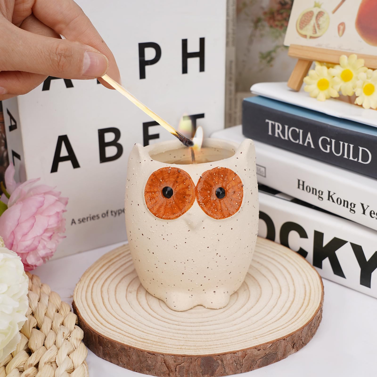 ETAKISH Vanilla Candles Highly Scented, Cute Owl Aromatherapy Candle 30 Hours Burn, Hand Poured Soy Wax Candle Holiday & Birthday Gift for Women, Men