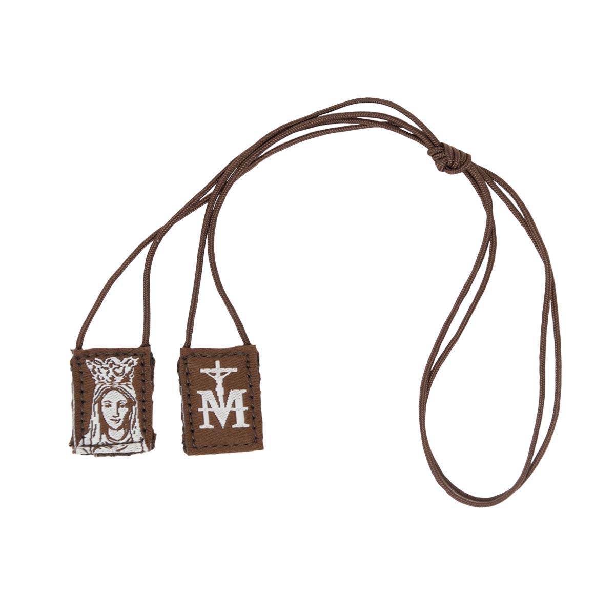 Premium Brown Scapular - Brown and Cream, Our Lady of Mt. Carmel (Mini) - 16” Length