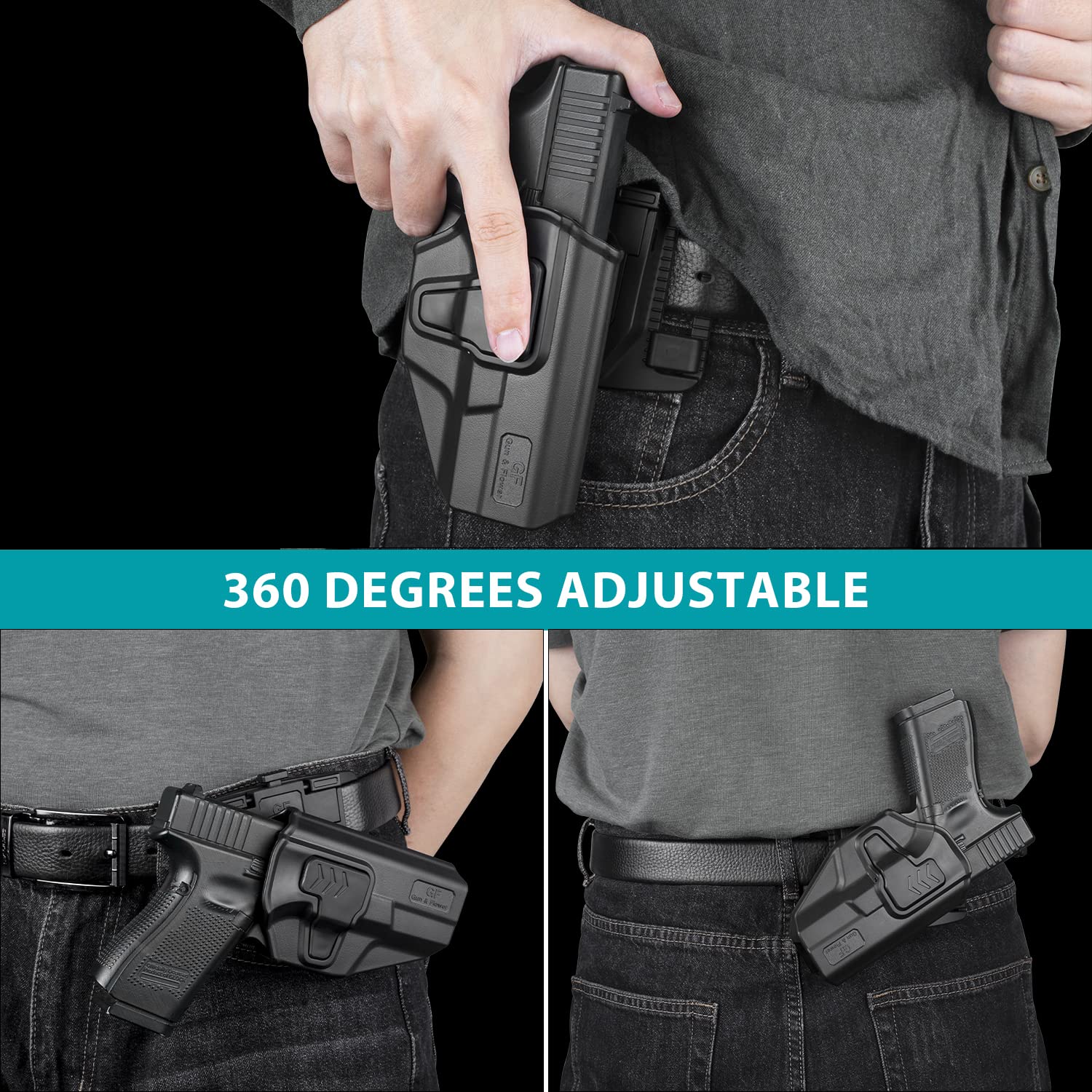 M&P 9MM Holster, OWB Paddle Holster Fit Smith & Wesson M&P 9MM/.40 M2.0 Full Size 4.25'' and M2.0 Compact 4'' 3.6''. Outside Waistband Carry Holster, 360 Adjustable/Index Finger Release- Right Hand