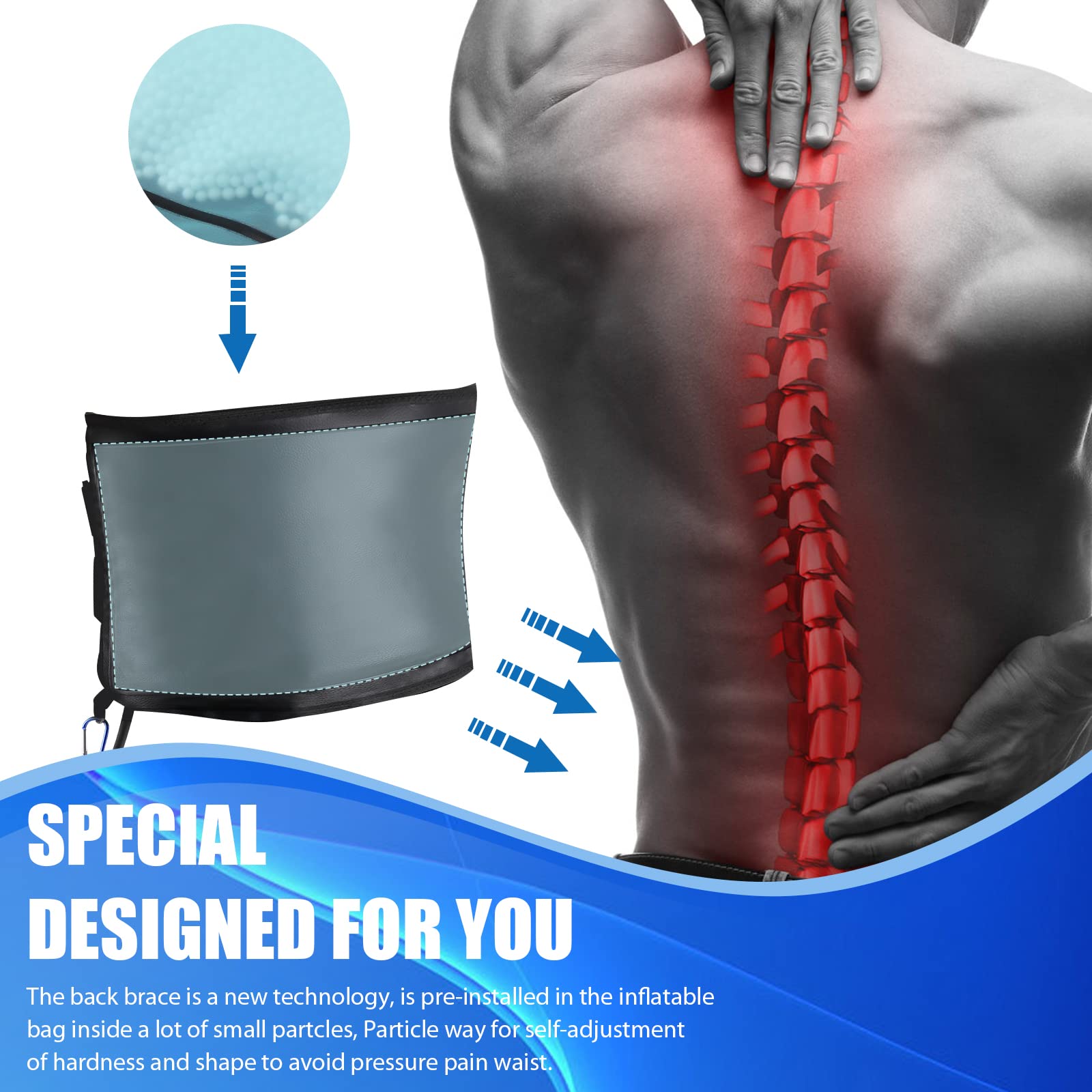 XEYOW Version Lumbar Back Support Belt for Pain Relief, Adjustable Compression Hardness&Shape, Breathable Grain Way Support Belt, Neck Stretcher for Lifting Sciatica Scoliosis Herniated Disc