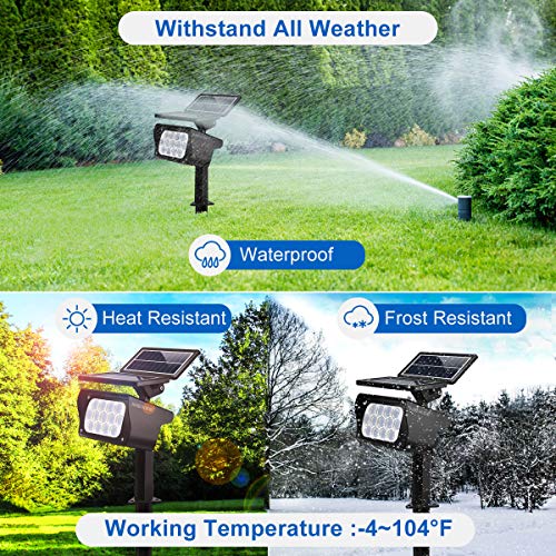 MEIKEE Solar Landscape Spotlights,2-in-1 Outdoor Solar Landscape Lights 13 LED Bulbs Waterproof Wireless Solar Powered Landscape Spotlights for Garden Patio Yard Cold & Warm White Adjustable(4 Pack)