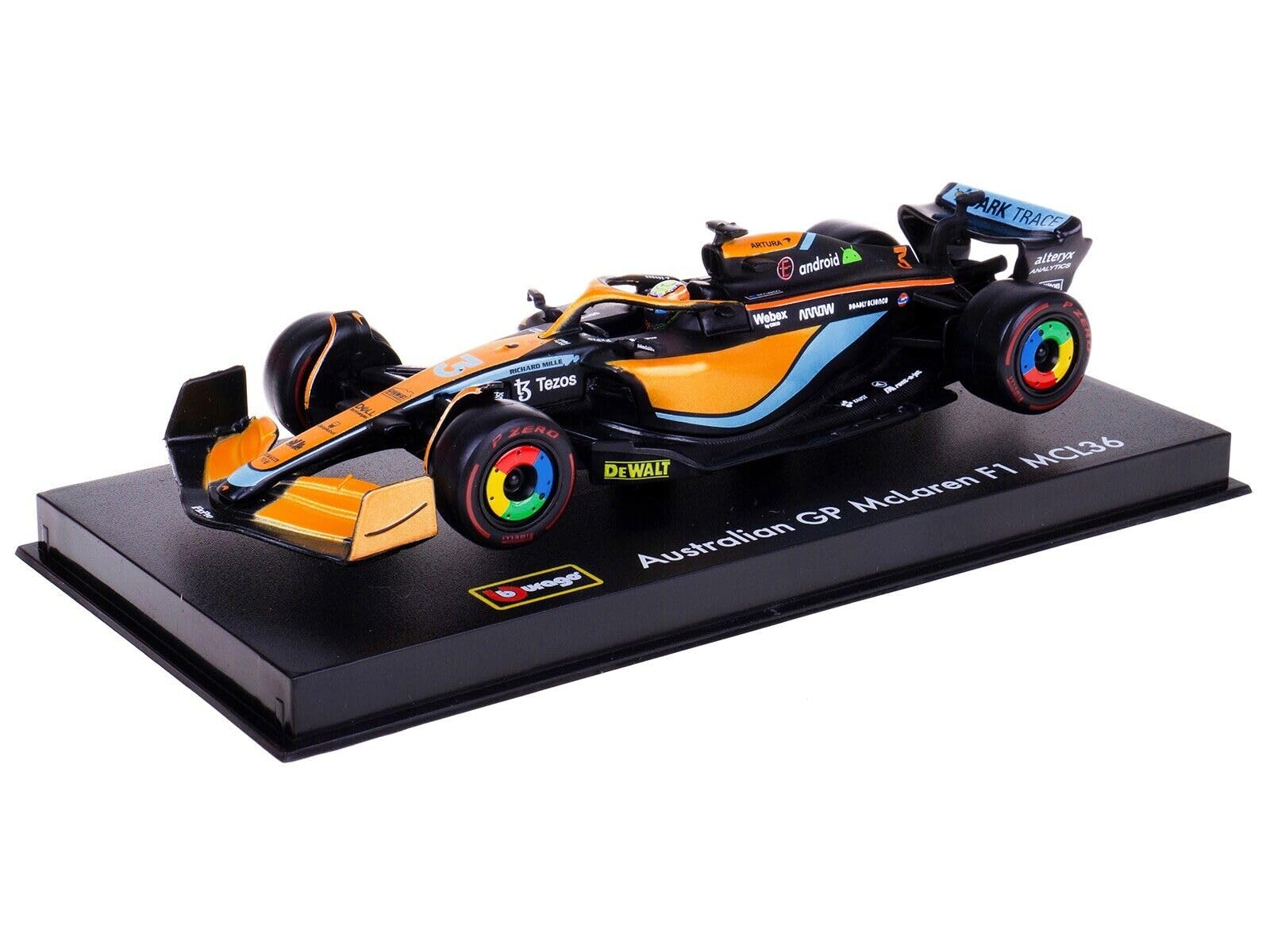 McLaren MCL36#3 Daniel Ricciardo Formula One F1 Australian GP (2022) with Display Case 1/43 Diecast Model Car by Bburago 38064DR