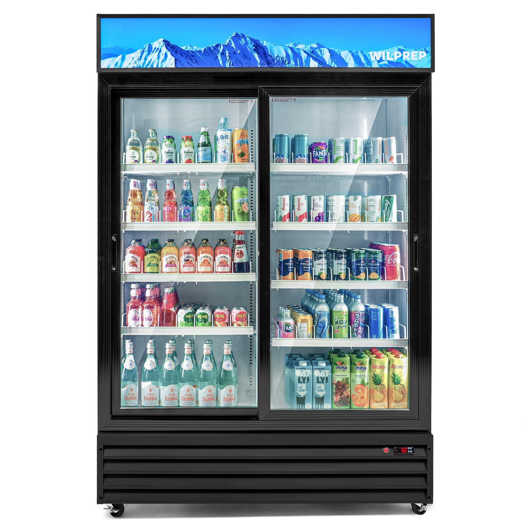 Wilprep Commercial Display Refrigerator, 35.1 cu ft 2 Sliding Door Merchandiser Refrigerator with LED Lights, 52.4 in Upright Beverage Cooler for Restaurant Retail Stores, ETL & ETL Sanitation Listed