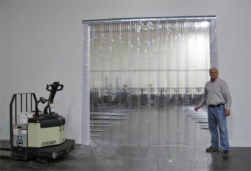 Strivide - Vinyl Plastic Strip Curtain Door Kit 120 in. (10 ft) Width x 120 in. (10 ft) Height Low Temp 12 in. Strips with 100% Overlap