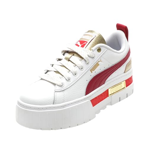 PUMA Mayze Glitz (Big Kid) Puma White/Persian Red/Puma Team Gold 5.5 Big Kid M