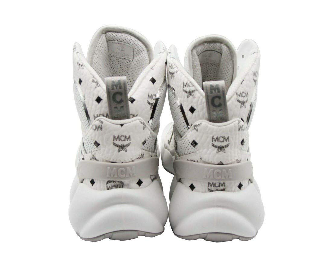 MCM Men's White Luft Collection Visetos Coated Canvas Sneaker(41 EU / 8 US)