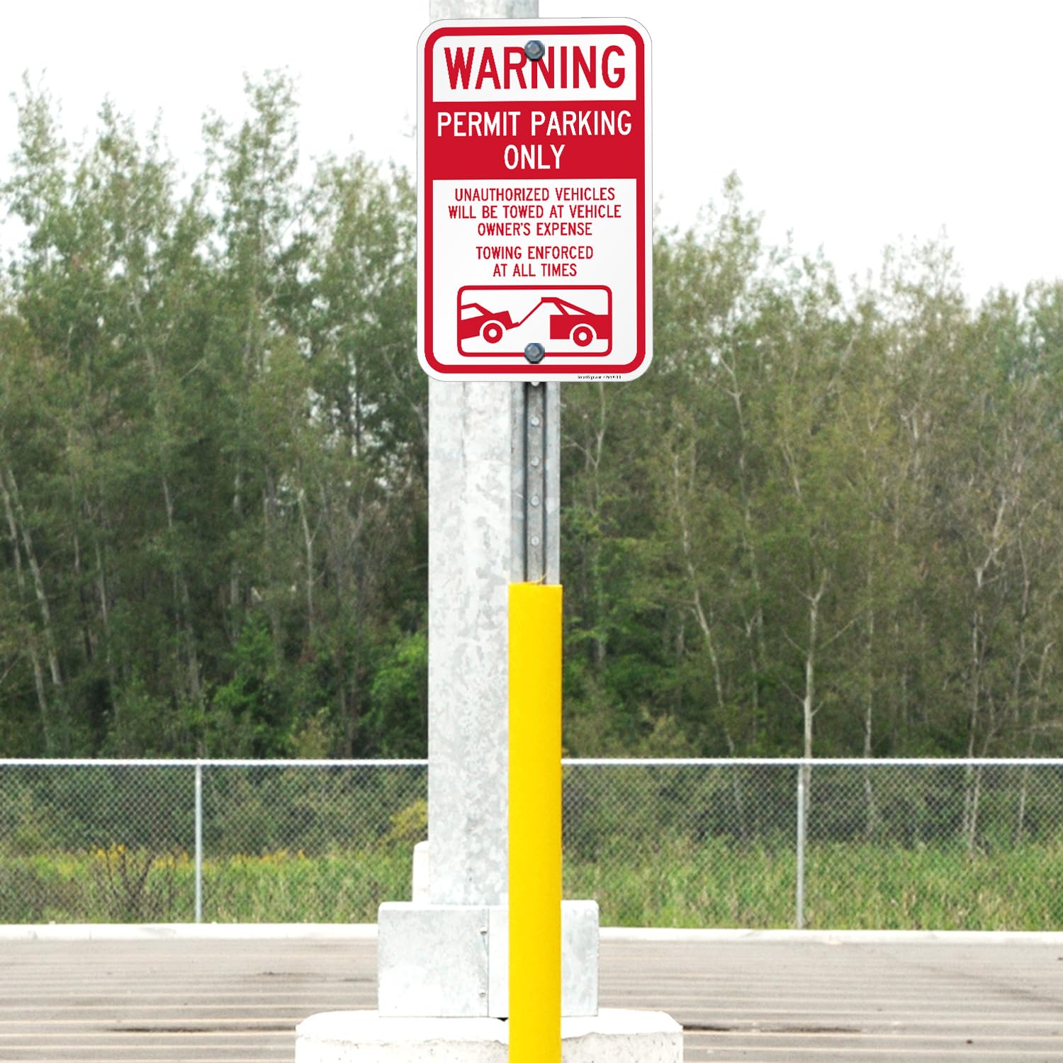 SmartSign Warning Permit Parking Only Sign - 2 Pack, Towing Enforced Sign, 18 x 12 inch, 2mm Thick Aluminum Composite, Red and White