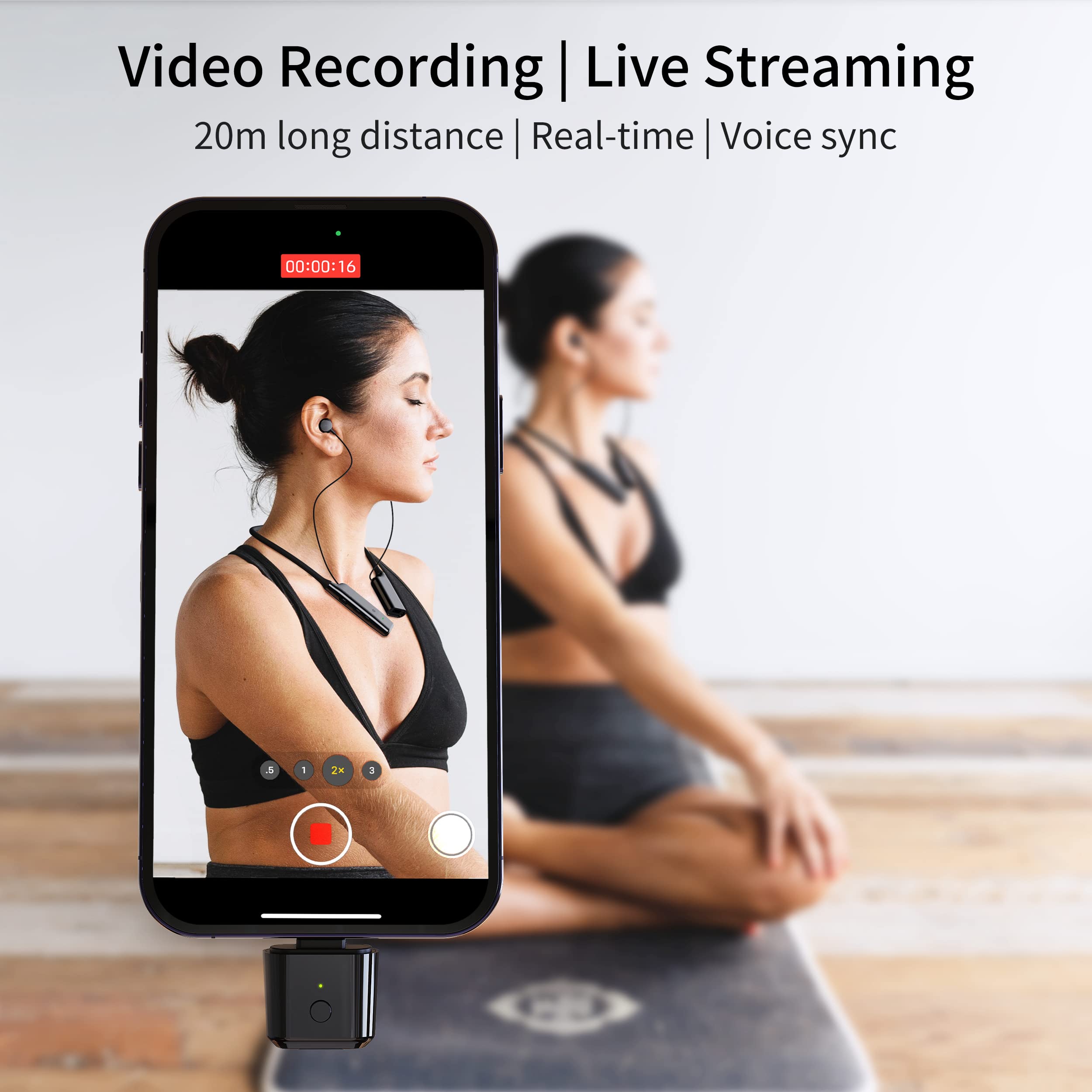 TPHOMALA Wireless Neckband Microphone, Bluetooth Headphones with Microphone for iPhone,Android, iPad,Laptop,Record.vlog.