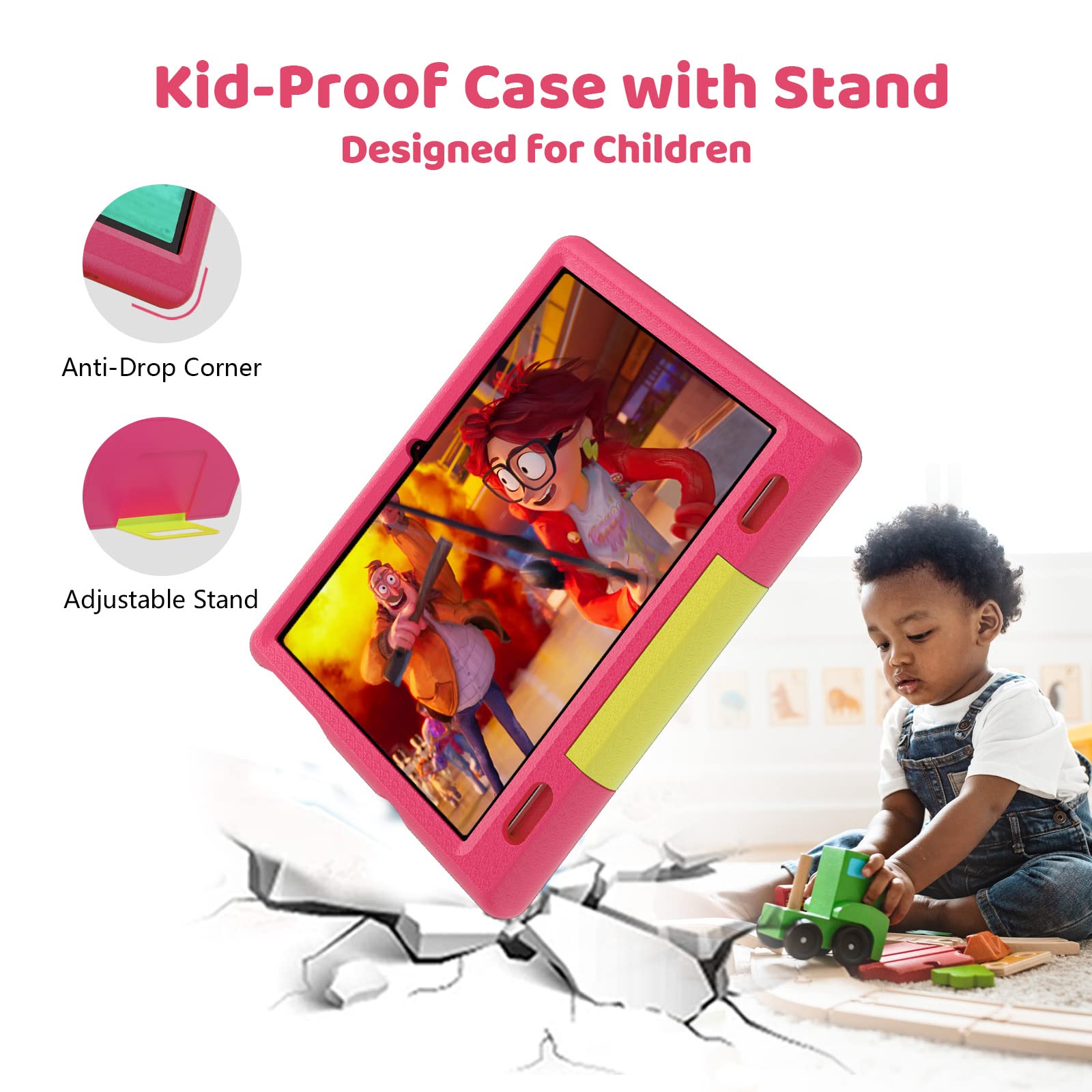 Mouikei Kids Tablet 10 inch Tablet for Kids, 2GB+32GB Android 12 Kids Tablet with Case, Parental Control APP, Dual Camera, Educational Games, Kidoz Pre-Installed Children Tablet (Blue)
