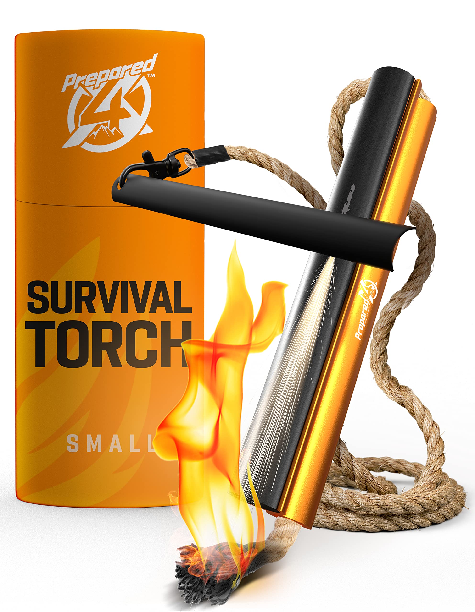 PREPARED4X Fire Starter Survival Tool – Ultimate All-in-one Ferro Rod, Flint and Steel, 36" Waterproof Tinder Wick Rope, Patented Fire Starter Kit – 6” x 1/2” Fire Steel (Large)